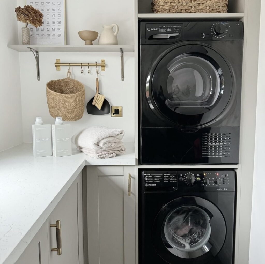 15 Stacked Laundry Room Ideas for Space-Saving Efficiency | Florida ...
